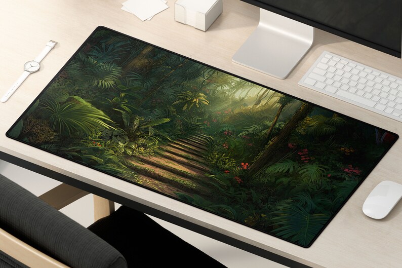 Jungle Desk Mat Rainforest Path Desk Pad Tropical Office - Etsy