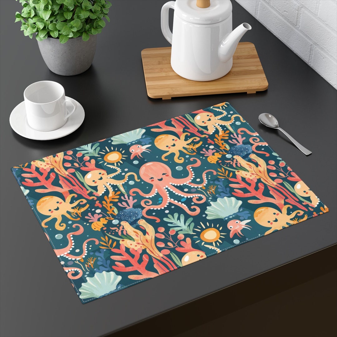 Ocean Nursery Octopus Placemat - Cute Sea Creature Decor for Toddlers ...