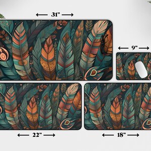 Custom Feather Desk Mat, Cute Desk Pad, Boho Desk Mat Nature Office ...