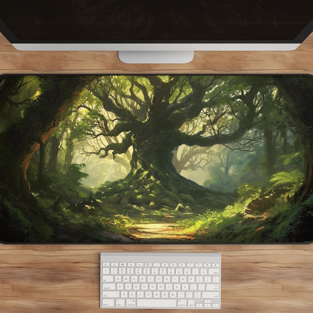Enchanting Forest Desk Mat, Large Tree Nature Mouse Pad, Gaming Mat ...