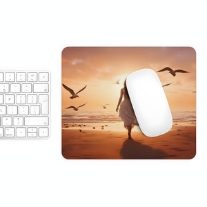 Boho Beach Desk Mat - Nature-inspired Aesthetic Decor, Large Mouse Pad ...