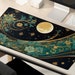 Celestial Desk Mat Gold Floral Moon Design Boho Galaxy Desk Protector ...