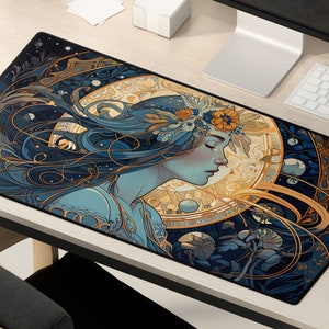 Celestial Witchy Desk Mat, Gaming Mouse Pad, Moon Phases, Astrology ...