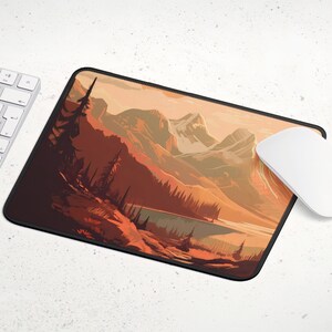 Mountain Sunset Desk Mat: Romantic Scenery With Warm Tones, Large ...
