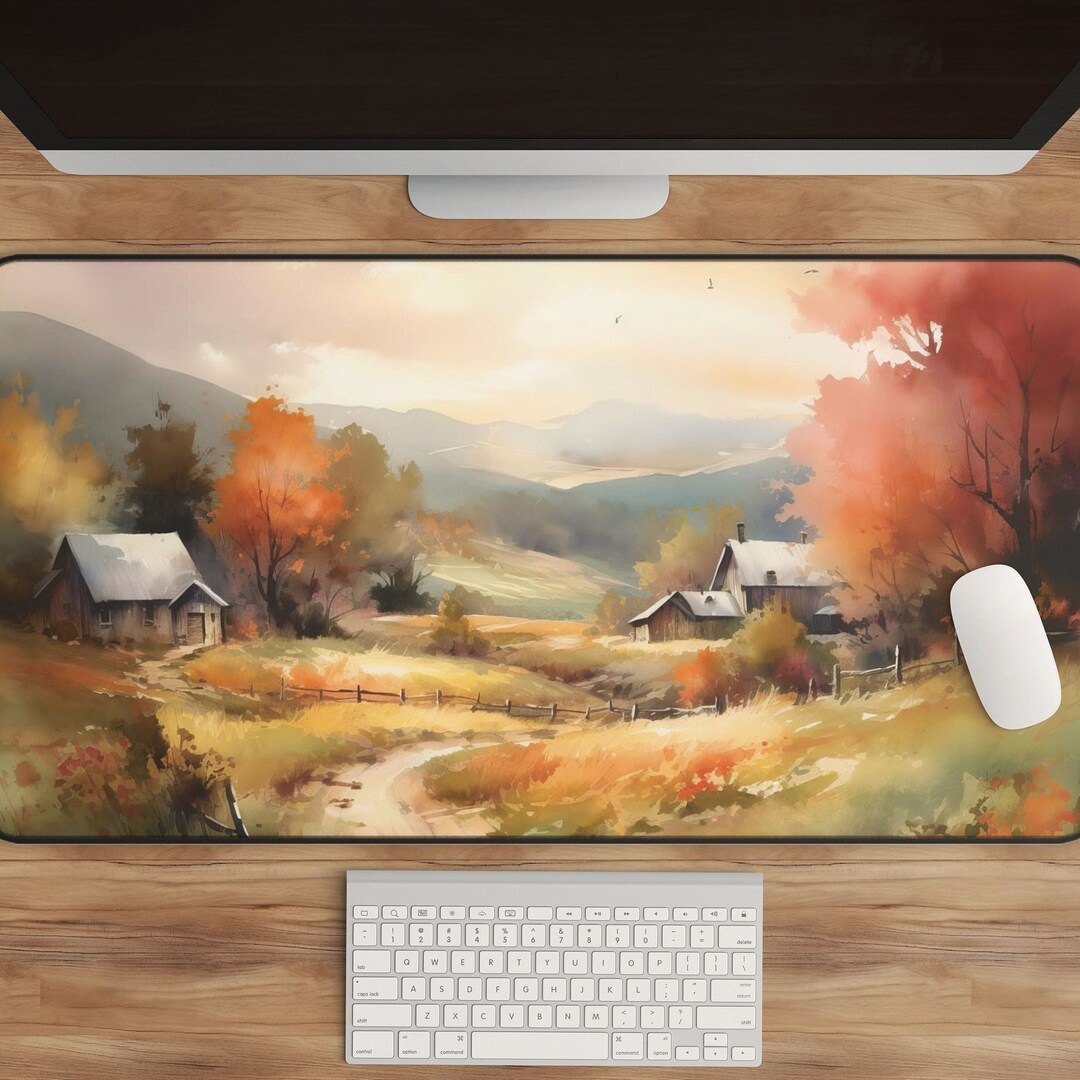 Cottagecore Desk Mat | Enchanting Autumn Landscape | Charming ...