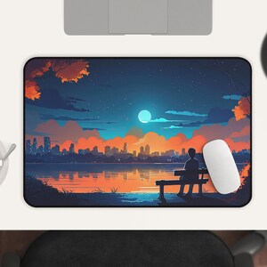 Night Sky Desk Mat With Lake Scene - Serene Workspace Decor With ...