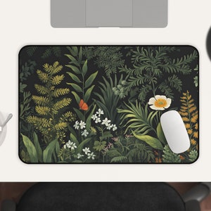 Botanical Desk Mat - Dark Green Nature Desk Pad - Cottagecore Desk Mat ...