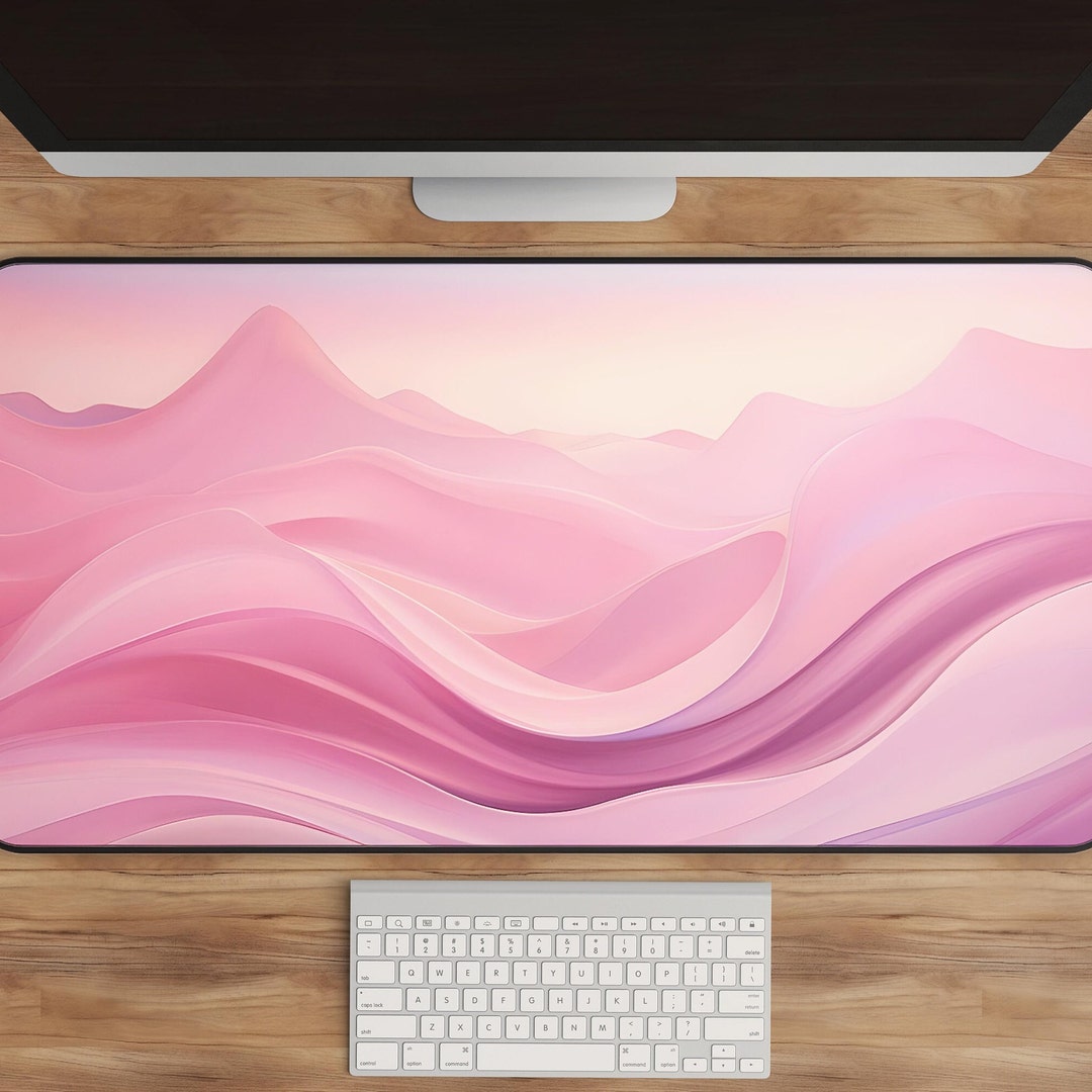 Abstract Pastel Pink Desk Mat, Aesthetic Office Decor, Trendy Workspace ...