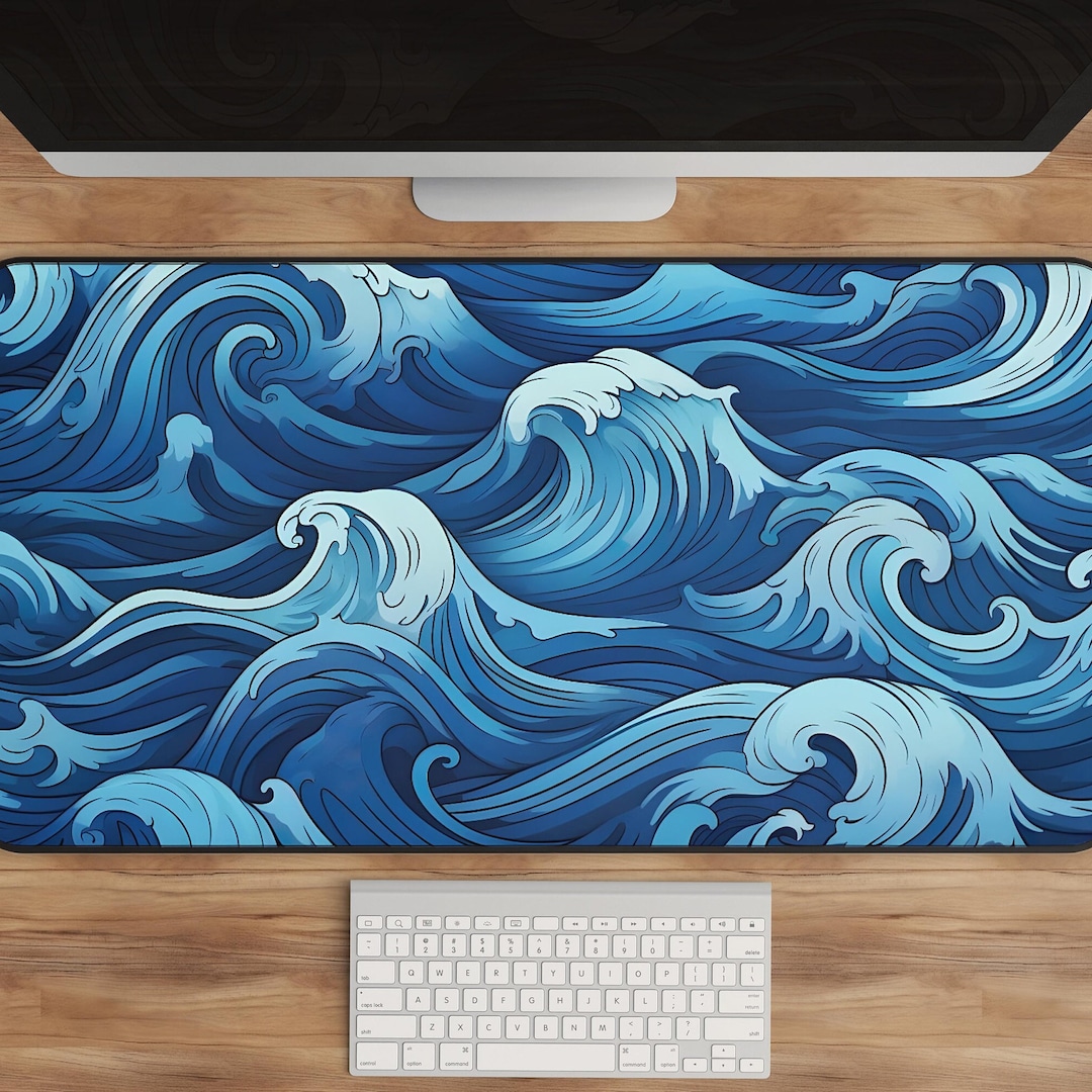 Soothing Ocean Waves Desk Mat - Large Mouse Pad, Deep Sea Office Decor ...
