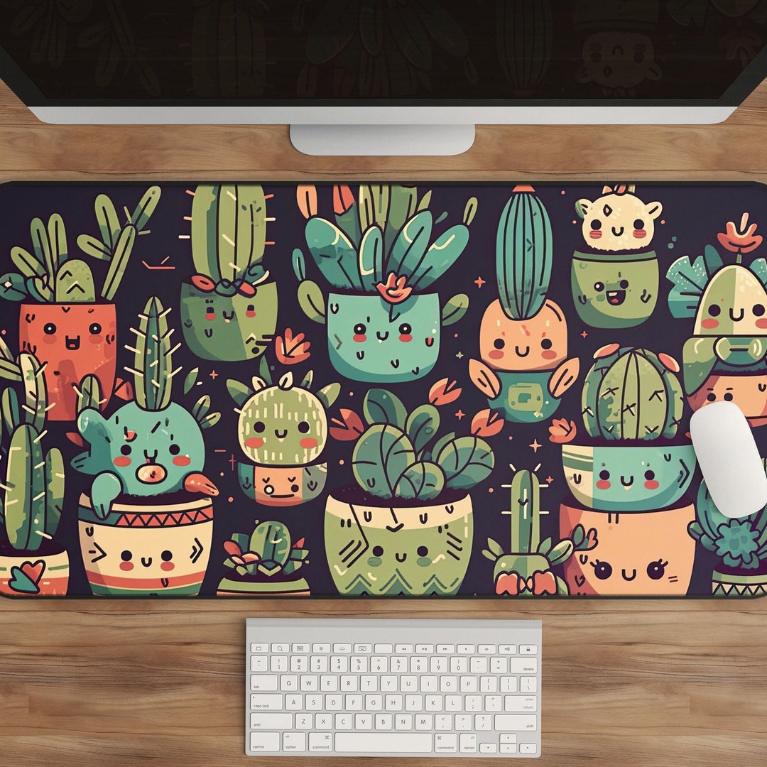Kawaii Cacti Desk Mat: Anime Gaming XL Mousepad - Etsy