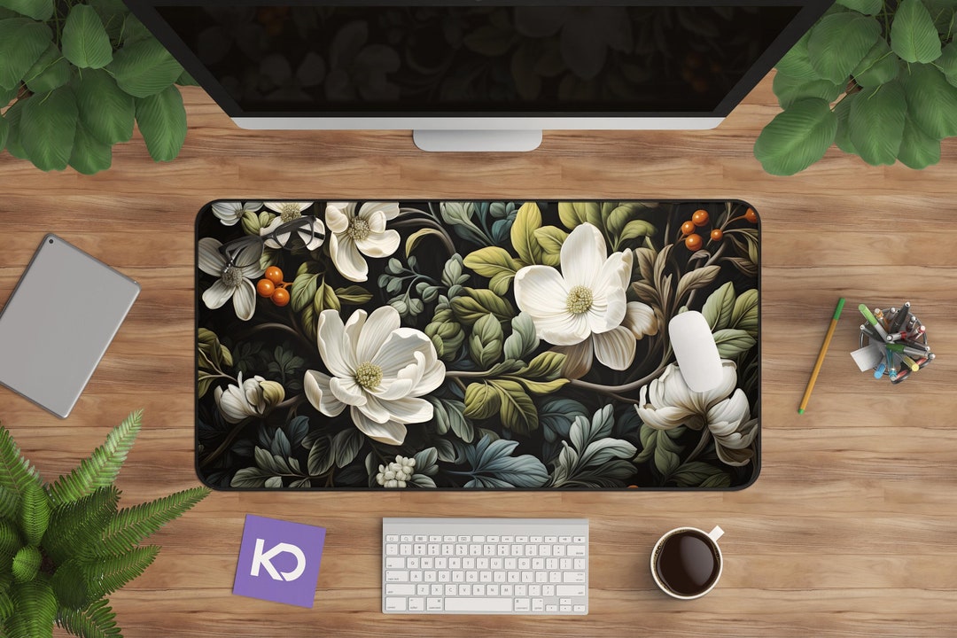 Cottagecore Desk Mat - Large, Floral, and Cute Desk Mat With a Dark ...
