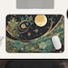 Celestial Desk Mat Gold Floral Moon Design Boho Galaxy Desk Protector ...