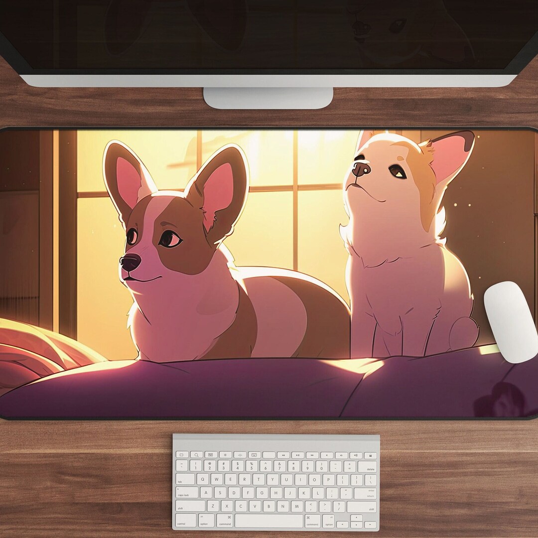 Cute Corgi Desk Mat - Anime Mousepad - Aesthetic & Kawaii Office Decor ...