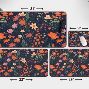Floral Desk Mat, Cottagecore Desk Mat, Large Desk Mat, Extended Mouse ...