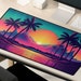 Neon Desk Mat Retro Sunset Retrowave, Synthwave Mouse Pad Palm Trees ...