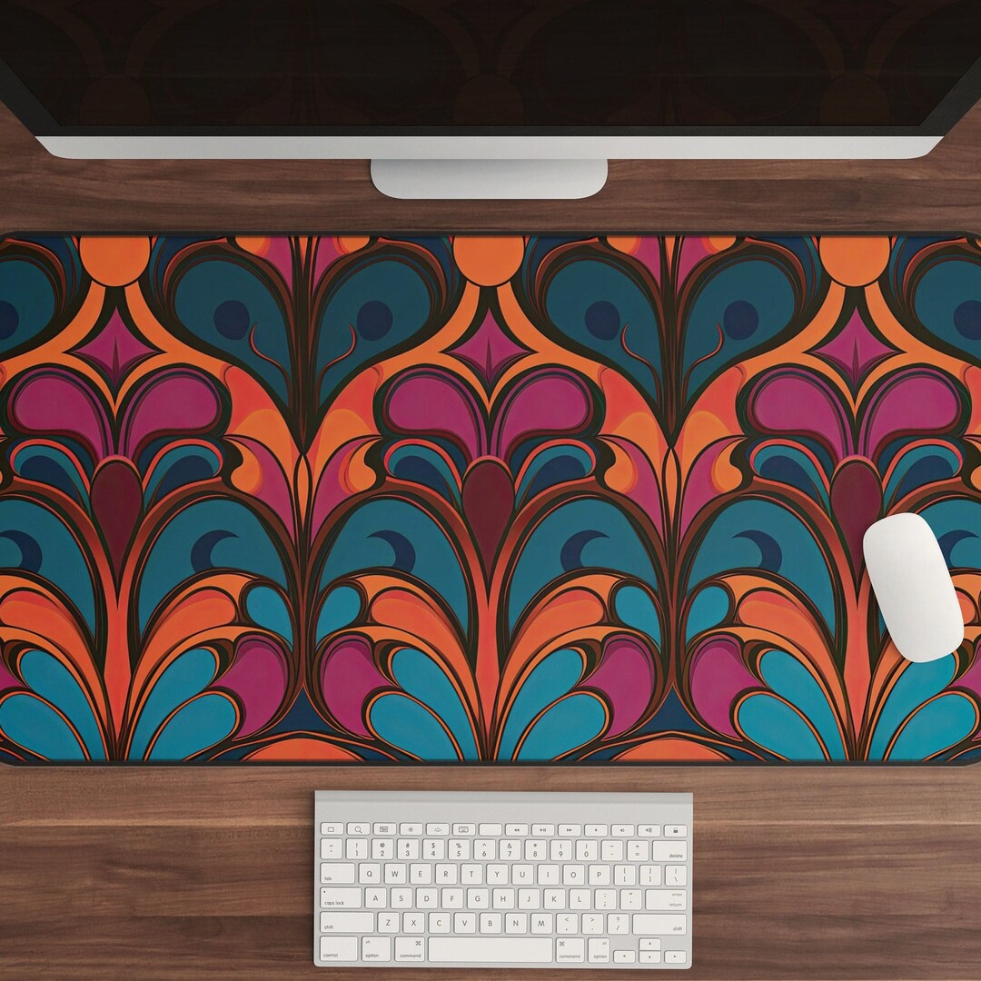 70s Psychedelic Desk Mat: Colorful Swirls & Abstract Patterns, Boho ...