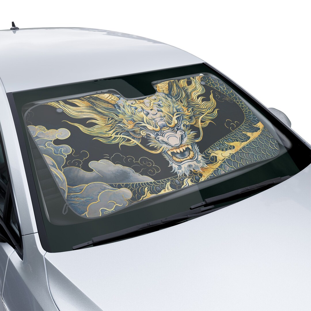 Asian Dragon Sun Shade for Car - Fantasy Auto Accessory, Custom Printed ...