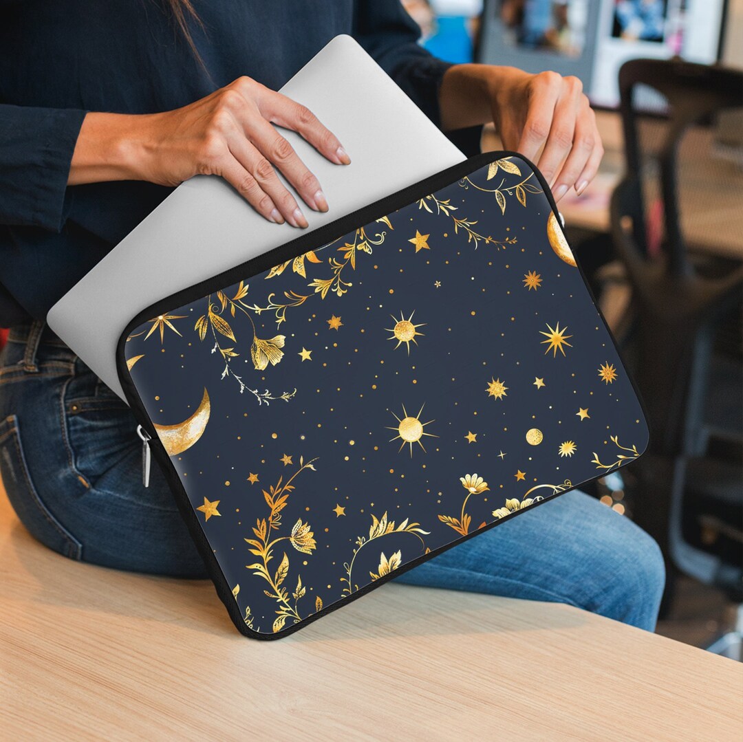 Celestial Laptop Sleeve - Moon and Night Sky Design | Whimsical Case ...