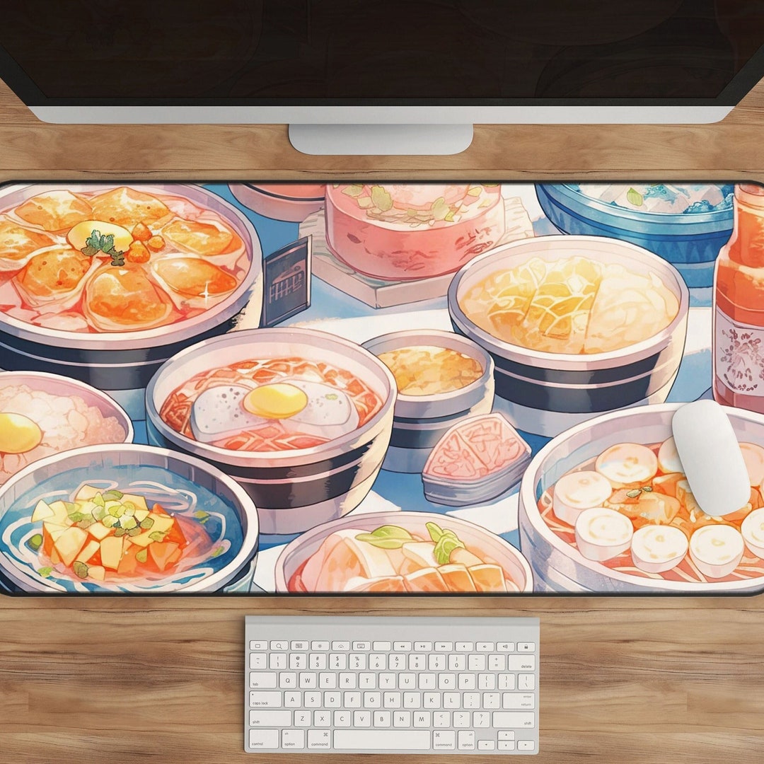 Kawaii Food Desk Mat: Featuring Anime-inspired Japanese Cuisine Art ...
