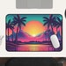 Neon Desk Mat Retro Sunset Retrowave, Synthwave Mouse Pad Palm Trees ...