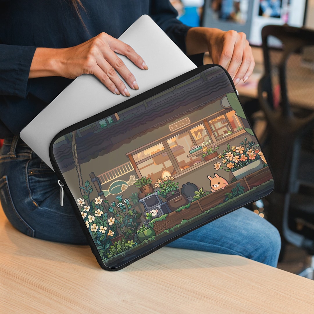 Laptop Sleeve, Kawaii Japanese Pixel Art Cat Case, Cute Aesthetic ...