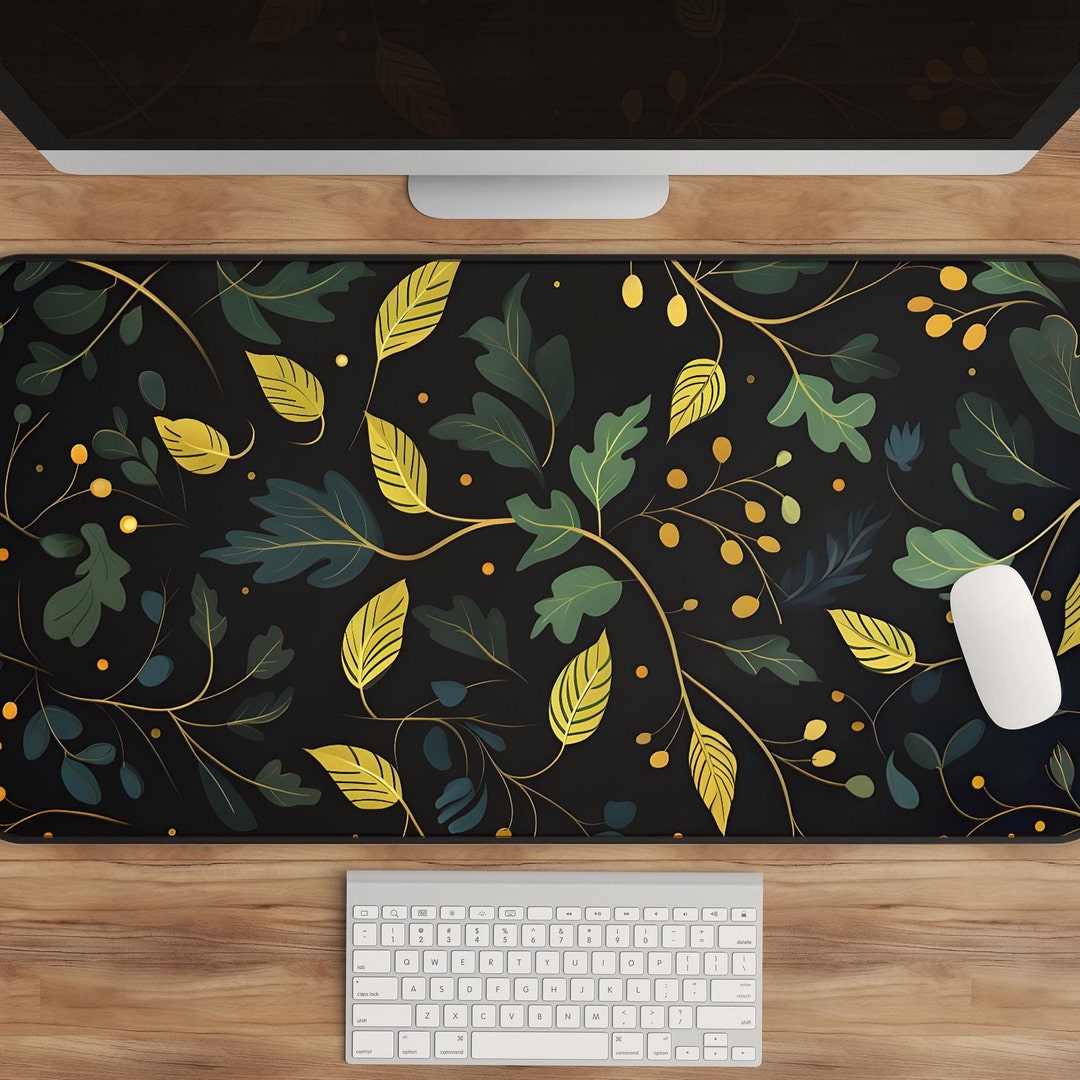 Dark Cottagecore Desk Mat With Aesthetic Botanical Design - Large ...