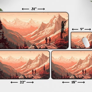 Nature Desk Mat Mountain Adventure Hiking Landscape, Large Gaming Mouse ...