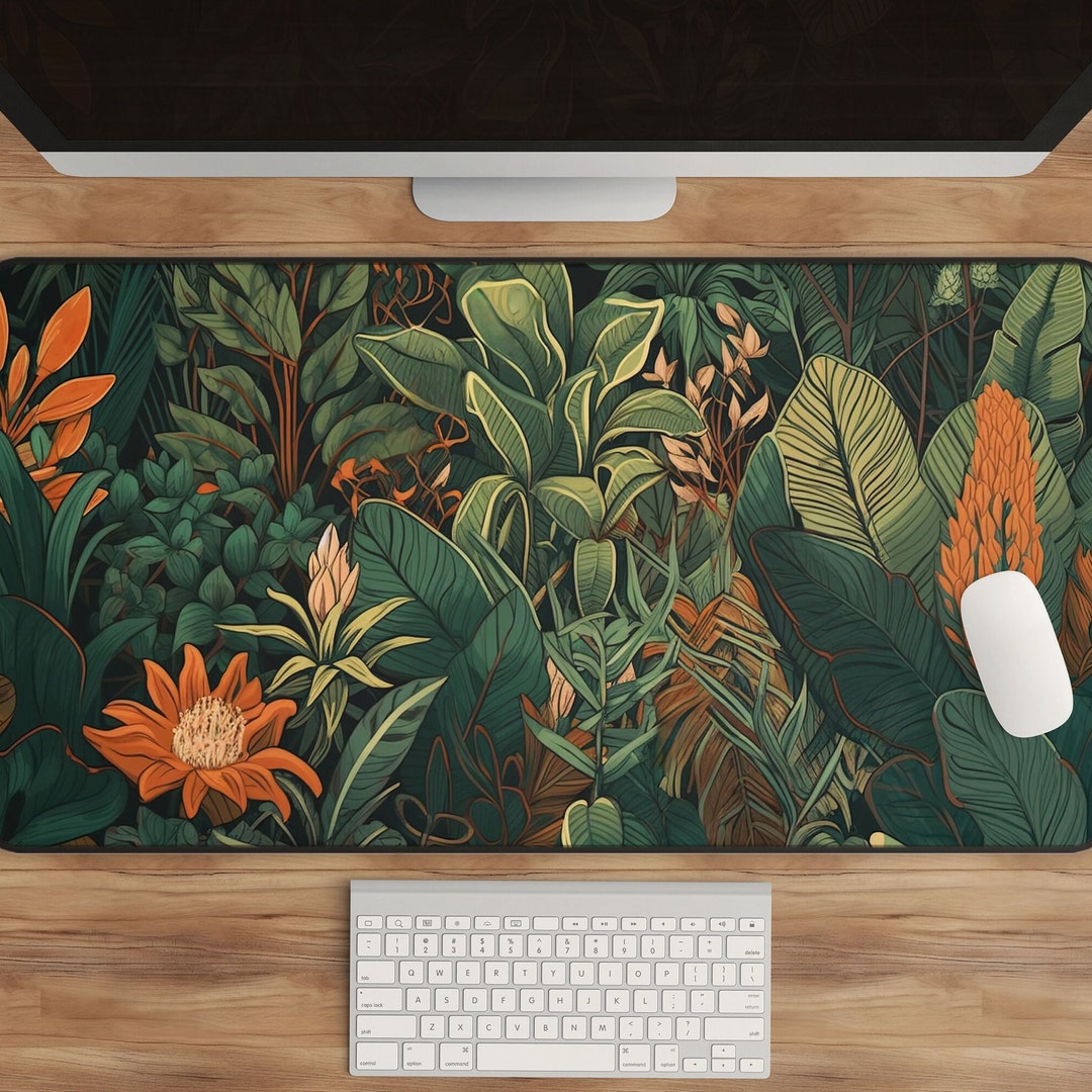 Jungle Desk Mat - Stylish Tropical Desk Decor, Botanical Theme, Perfect ...
