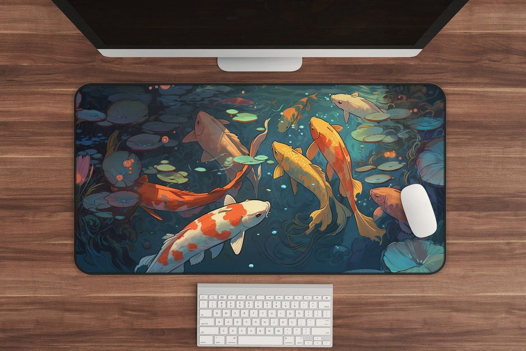 Kawaii Koi Fish Desk Mat Anime Mouse Pad Japanese Gaming - Etsy