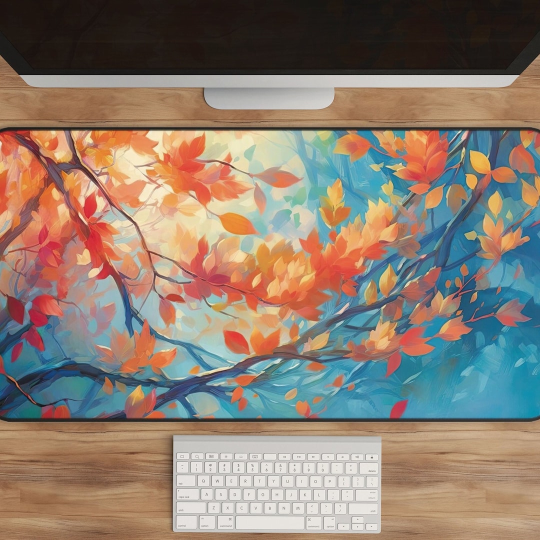 Autumn Leaves Desk Mat - Vibrant Artwork Mouse Pad - Large Gaming Mat ...