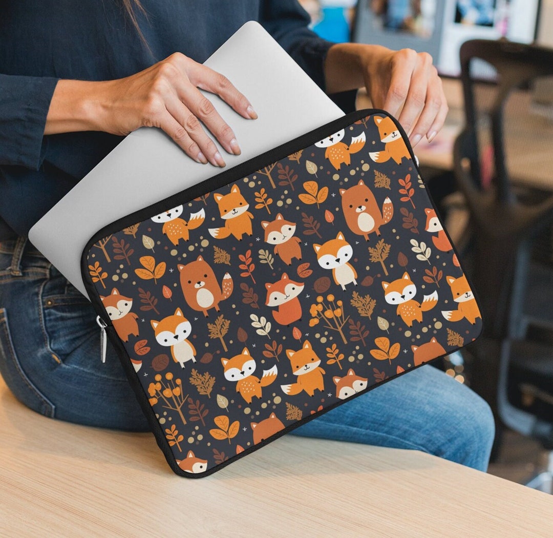 Laptop Sleeve With Cartoon Fox Design: Kawaii Tablet Cover for Fall ...