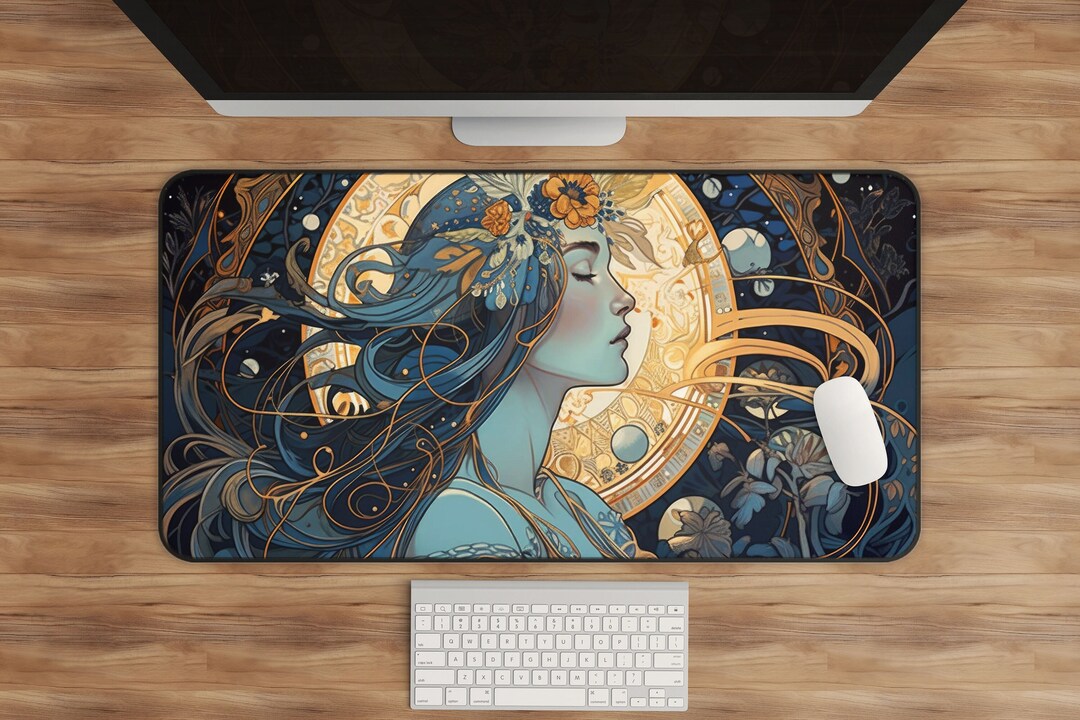 Celestial Witchy Desk Mat, Gaming Mouse Pad, Moon Phases, Astrology ...