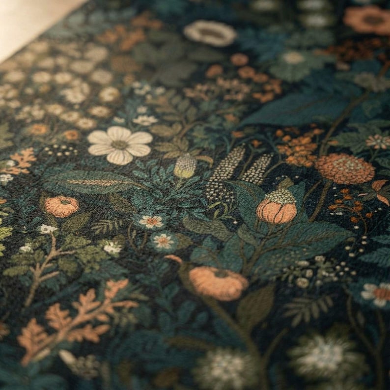 Floral Botanical Yoga Mat, Dark Moody Botanical Pattern, Foam or ...