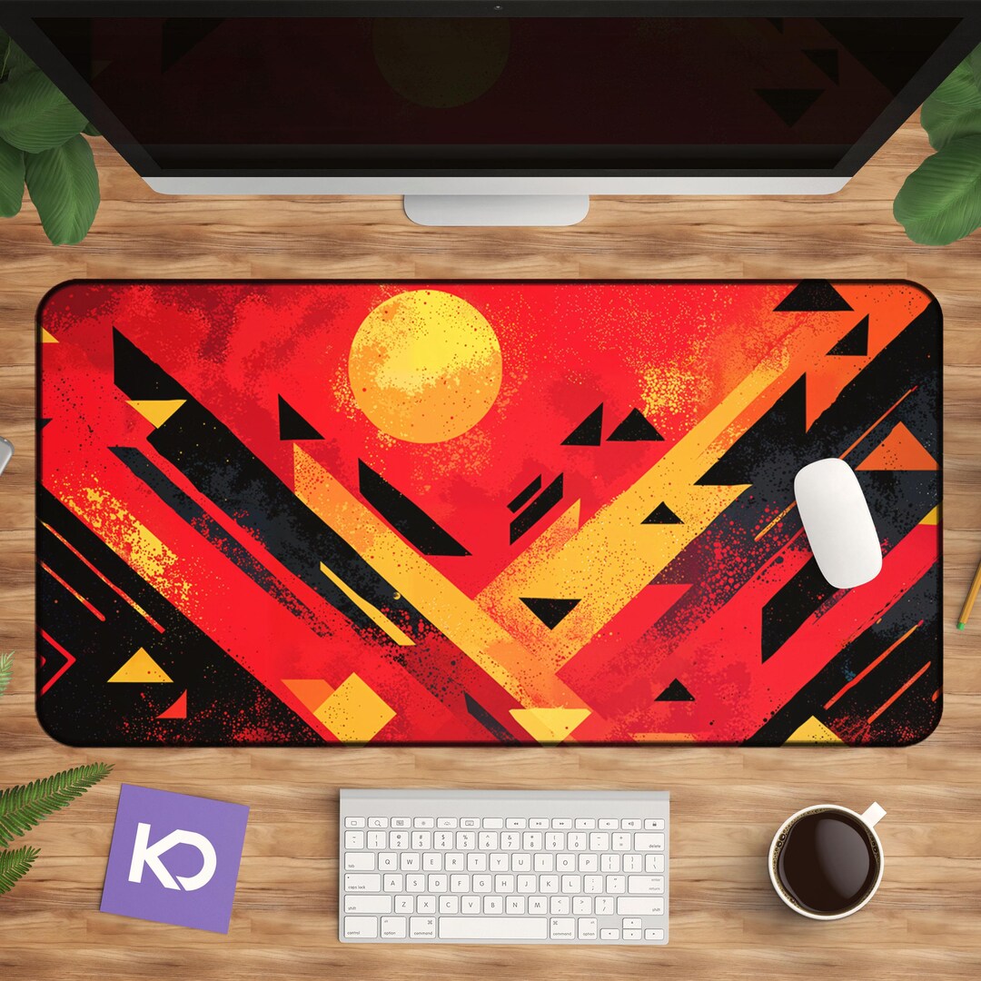 Geometric Desk Pad: Sunrise Mountain Design With Japanese Style - Etsy