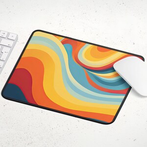 Retro Trippy Swirl Desk Mat: Mid Century Modern Design, Large Mouse Pad ...