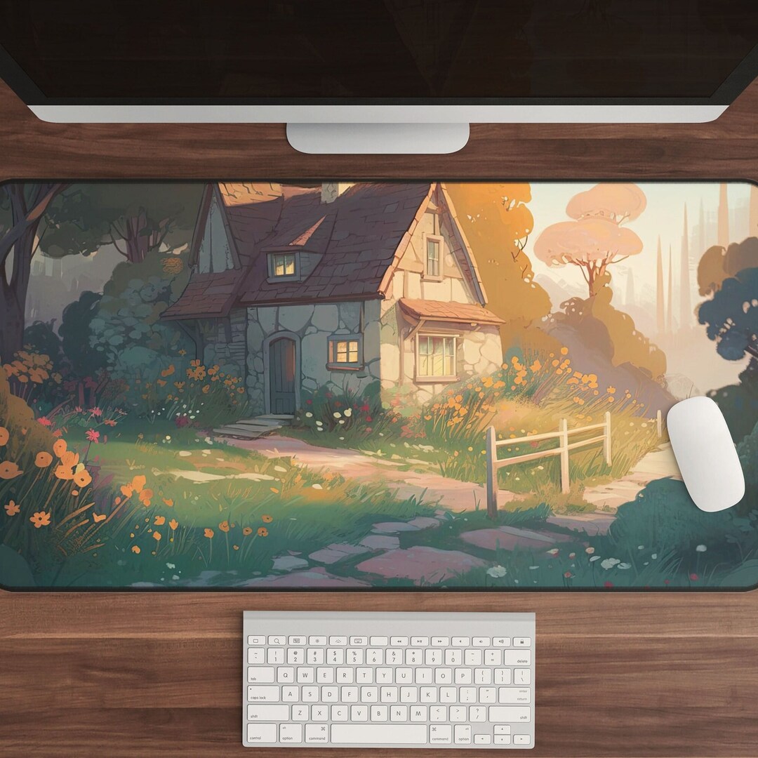 Cottagecore Desk Mat, Enchanted Forest, Anime Aesthetic Forest Desk Mat ...
