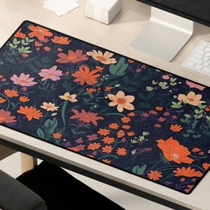 Floral Desk Mat, Cottagecore Desk Mat, Large Desk Mat, Extended Mouse ...