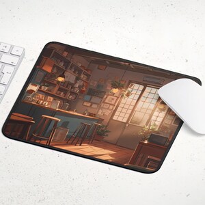 Anime Cafe Desk Mat, Lofi Aesthetic Large Mousepad, Serene Academia ...