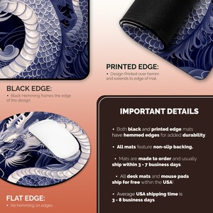 Chinese Dragon Desk Mat | Monochrome Style, Hemmed Edge, Large Size ...