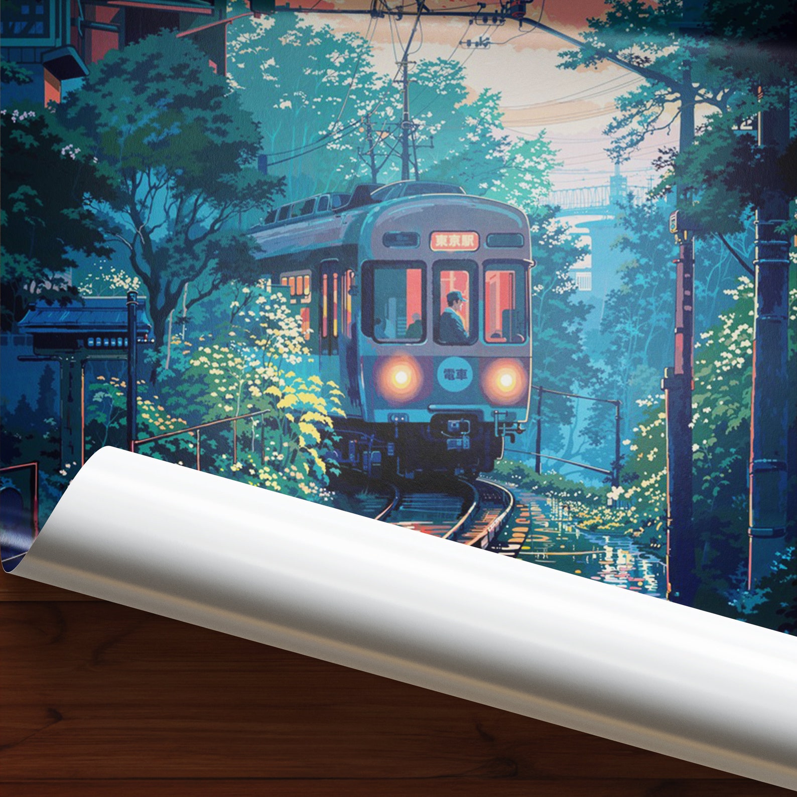 Anime Train Art Print: Vaporwave Lofi Hip Hop (multiple Sizes) - Etsy