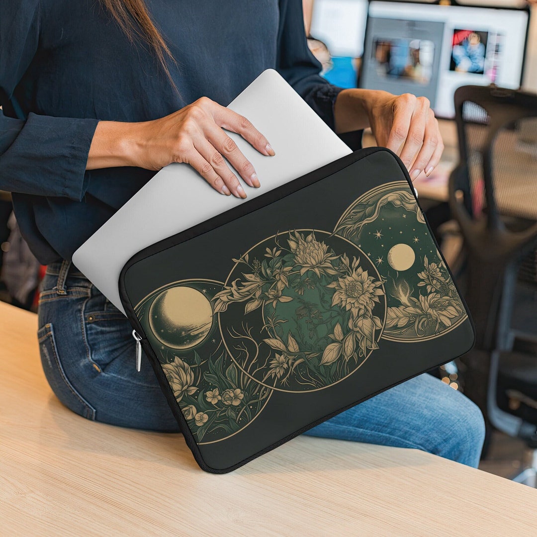 Celestial Laptop Sleeve - Moon Phases, Art Nouveau Witch Aesthetic ...