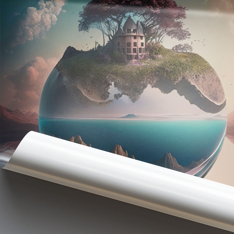 Floating Island Poster With Tree of Life and Earth Globe - Etsy Floating Island Poster With Tree of Life and Earth Globe - Etsy