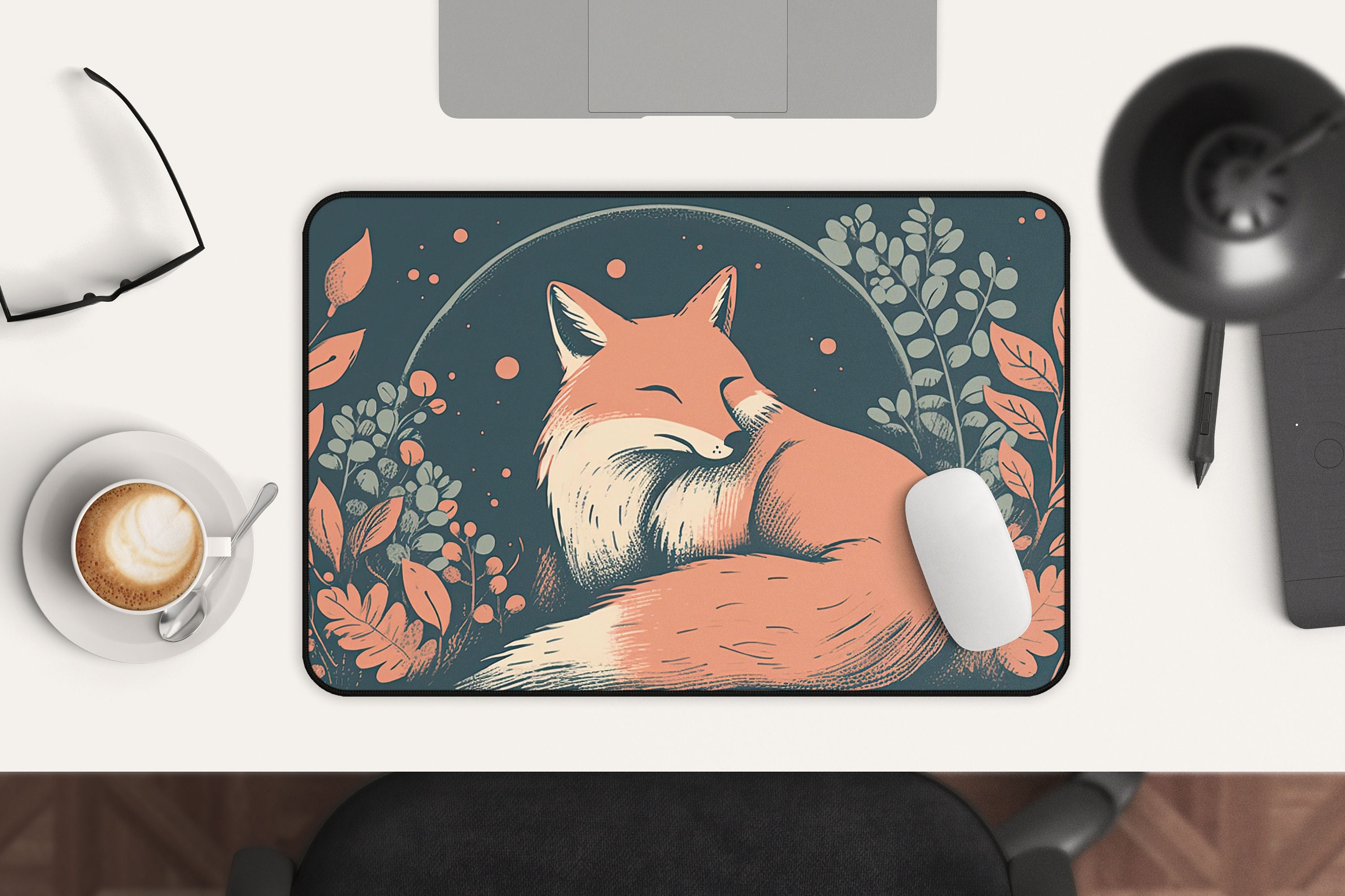 Fox Desk Mat Woodland Animal Aesthetic Vintage Mousepad - Etsy