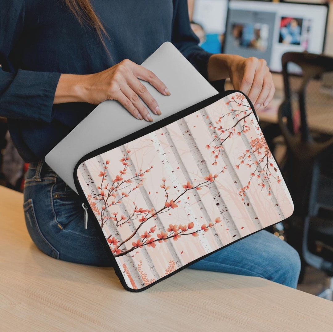 Cherry Blossom Laptop Sleeve - Pink Floral Tech Accessory for Her, Cute ...