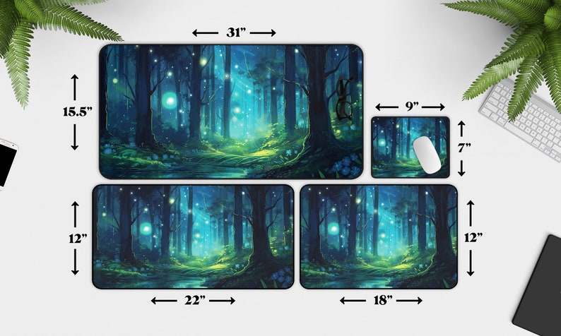 Mystical Forest Desk Mat Nightcore Anime Art Green Firefly - Etsy