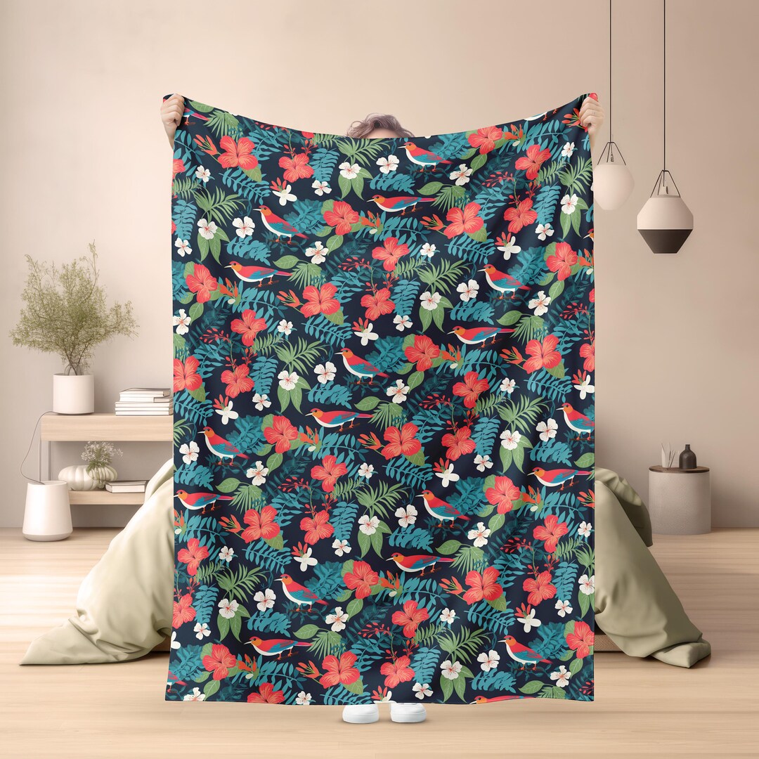 Hawaiian Throw Blanket | Tropical & Cozy Fleece Perfect for Beach House ...