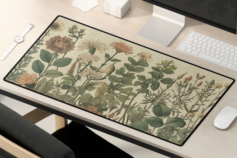 Cottagecore Floral Desk Mat Wildflowers Botanical Art - Etsy