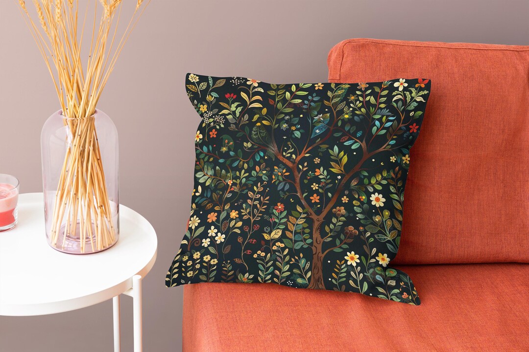 Cottagecore Floral Throw Pillow | Lush Botanical Cushion for Charming ...