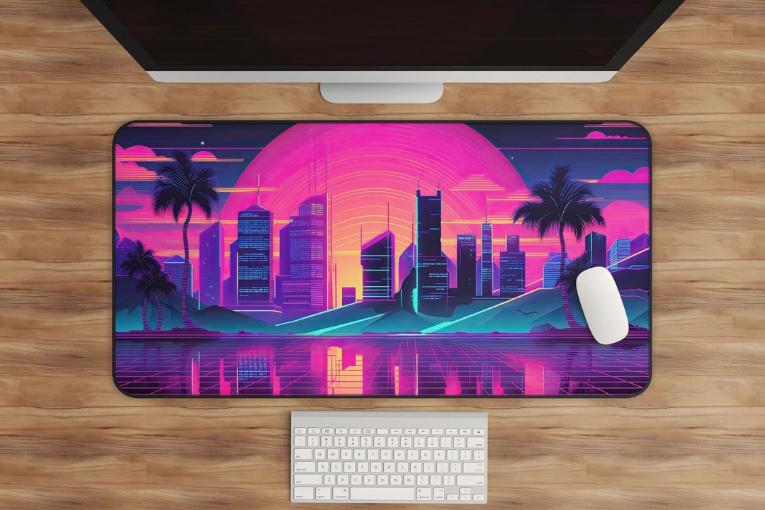 Synthwave Desk Mat: Retro 80s Neon City Extended Mouse Pad - Etsy