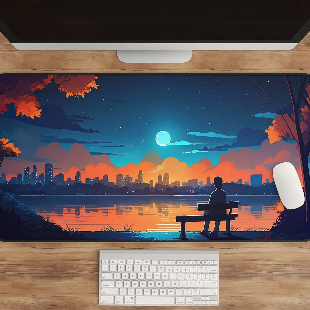 Night Sky Desk Mat With Lake Scene - Serene Workspace Decor With ...